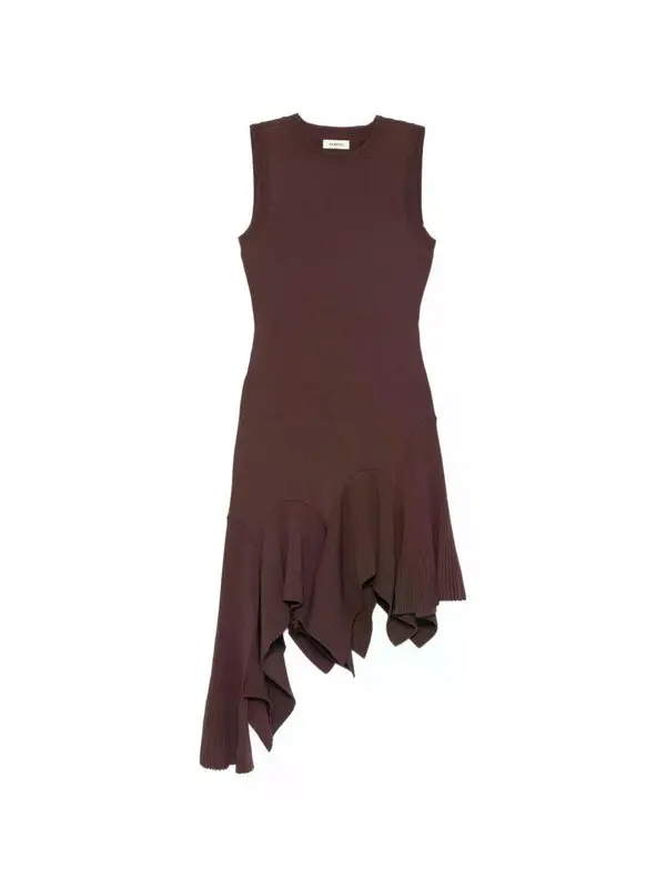 Sandro Asymmetric Ruffled Mini Dress - Brown