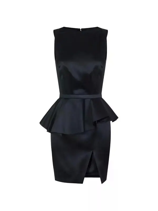 Elisabetta Franchi Mini Dress In Gazar Fabric With Flounce - Black