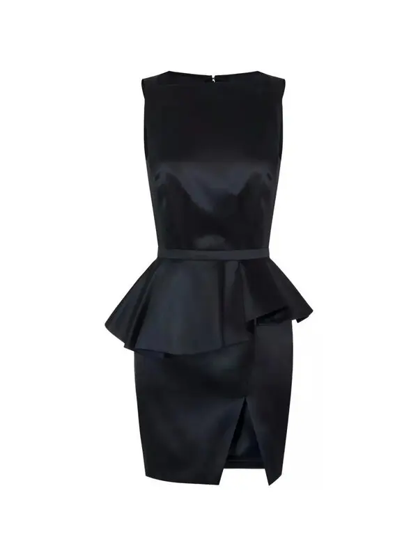 Elisabetta Franchi Mini Dress In Gazar With Asymmetrical Flounce - Black