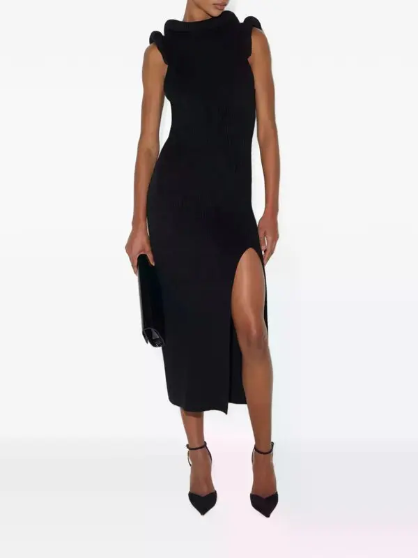 Elisabetta Franchi Knit Dress With 3d Details - Black