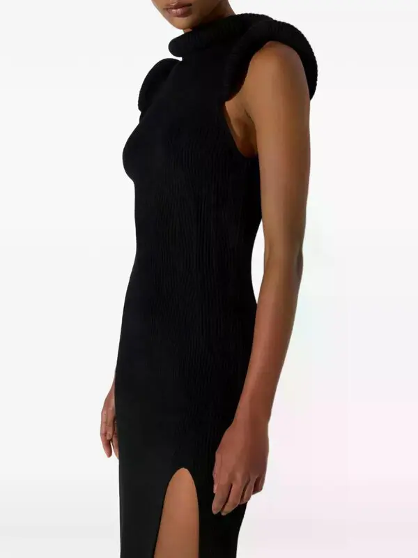 Elisabetta Franchi Ribbed Knit Dress With 3d Volume Detail