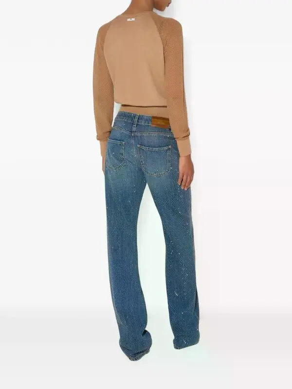 Elisabetta Franchi Palazzo Jeans With Rhinestones