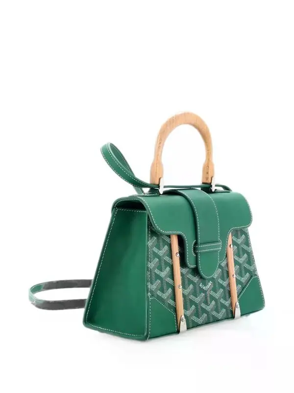 Goyard Structured Saigon Top Handle Bag Coated Canvas With Leather Mini Satchel - Green
