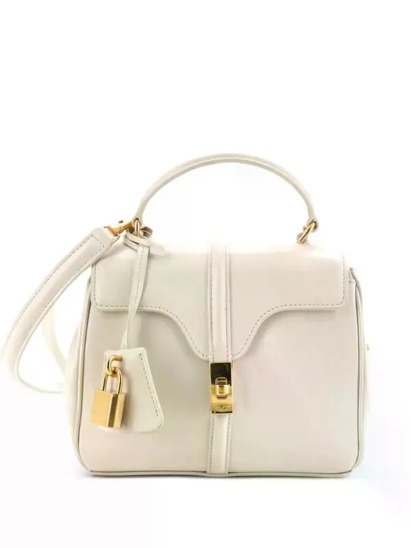 Celine 16 Top Handle Bag Smooth Calfskin Mini Satchel - Neutrals