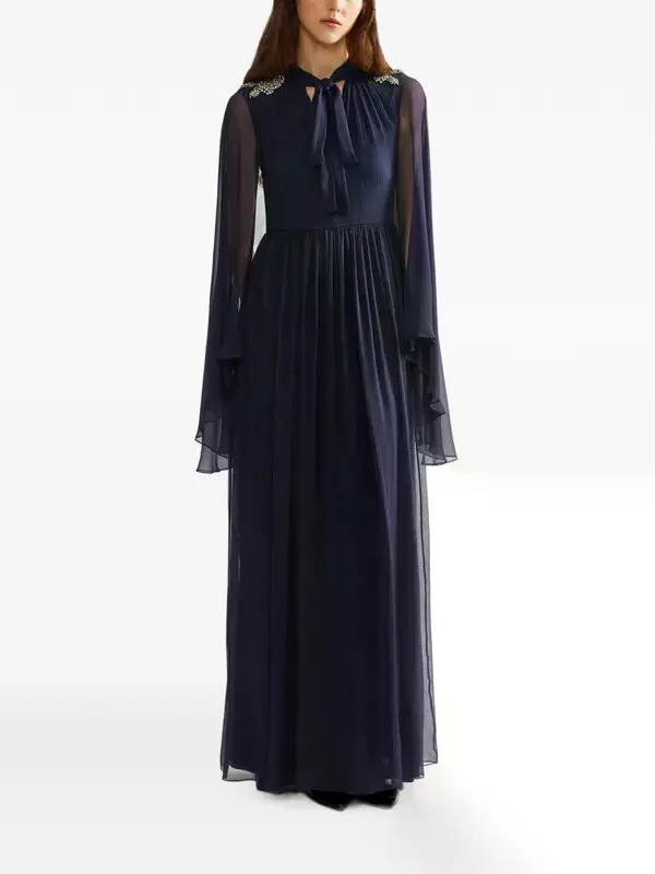 Erdem Embellished Silk-creponne Maxi Gown - Blue