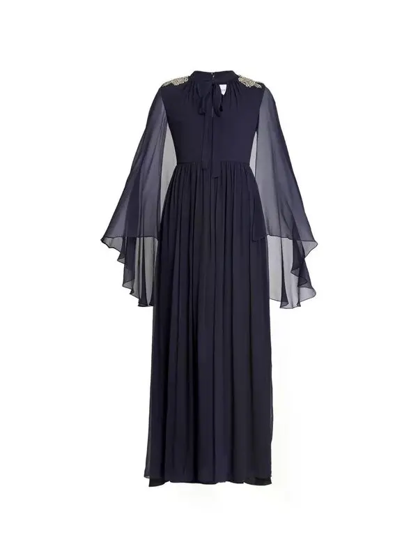 Erdem Embellished Silk-creponne Maxi Gown - Blue