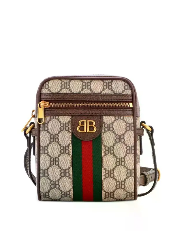 Balenciaga X Gucci The Hacker Project Bb Monogrammed Mini Messenger Bag - Brown