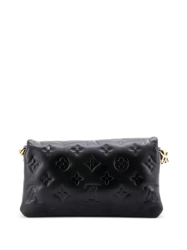 LOUIS VUITTON Convertible Coussin Pochette Monogram Embossed Lambskin Shoulder Bag - Black
