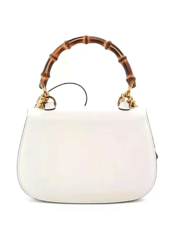 Gucci Bamboo 1947 Top Handle Bag Leather Small Satchel - White