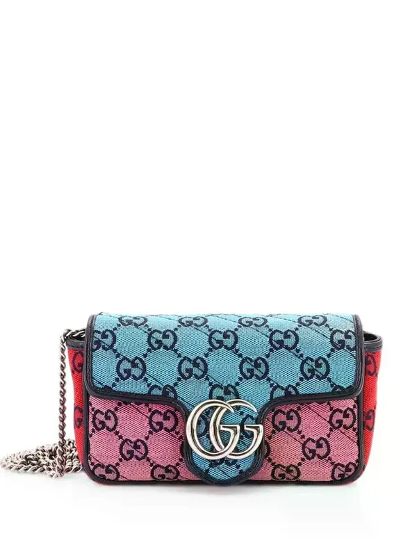 Gucci Gg Marmont Flap Bag Diagonal Quilted Gg Canvas Super Mini Crossbody Bag - Multicolour