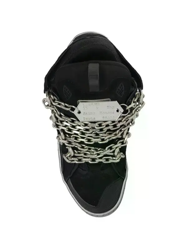 LANVIN Curb Chain-embellished Leather Sneakers