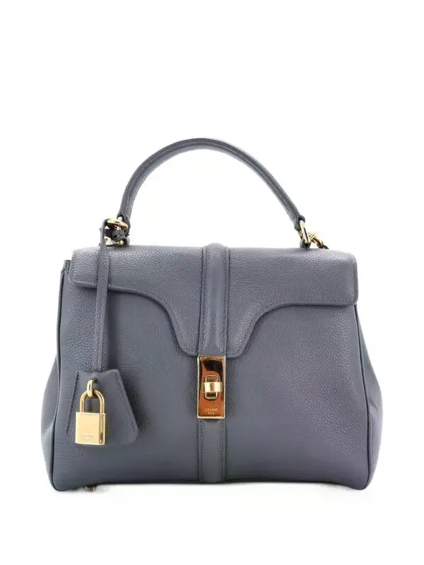 Celine 16 Top Handle Bag Grained Calfskin Small Satchel - Grey
