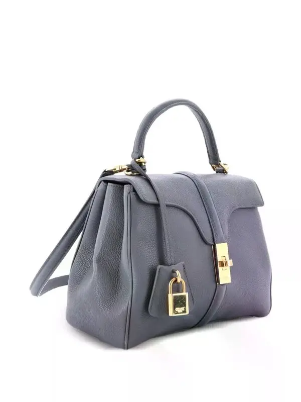 Celine 16 Top Handle Bag Grained Calfskin Small Satchel - Grey