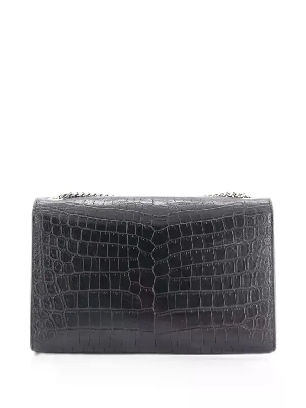 Saint Laurent Classic Monogram Tassel Crocodile Embossed Leather Medium Crossbody Bag - Black