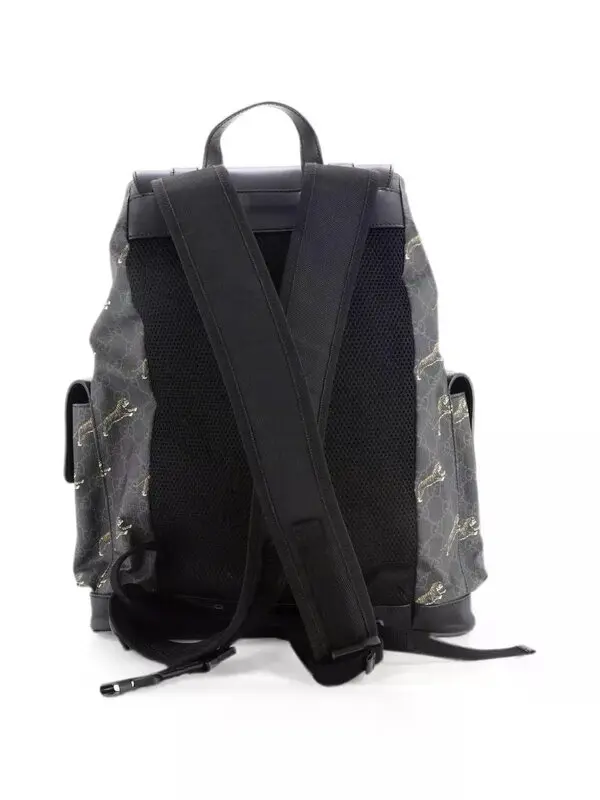 Gucci Double Pocket Buckle Printed Gg Coated Canvas Backpack