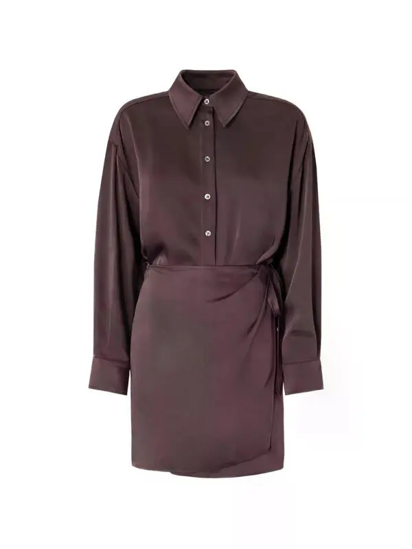 Pinko Satin Wrap-style Shirt Dress - Brown