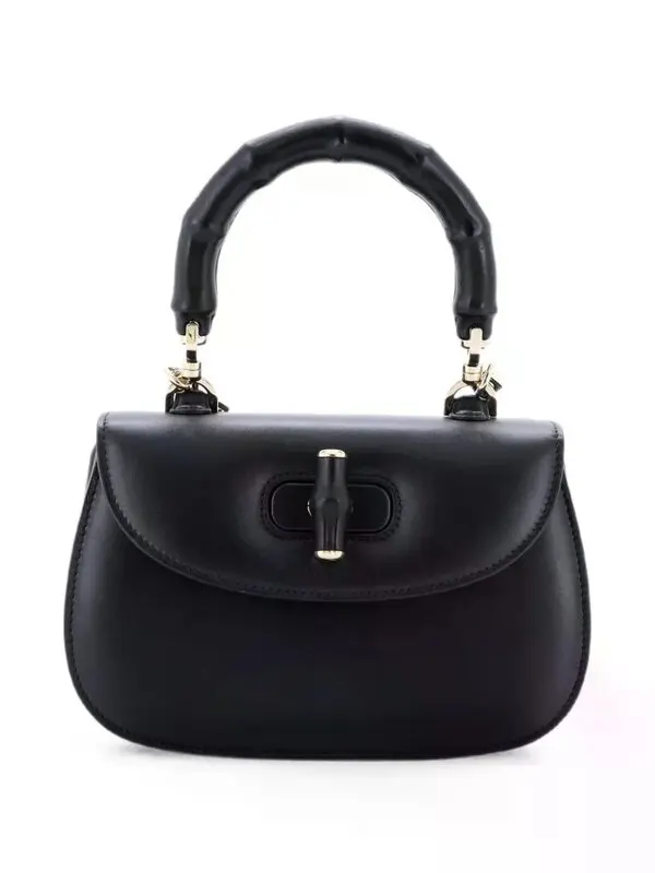 Gucci Bamboo 1947 Top Handle Bag Leather Small Satchel - Black