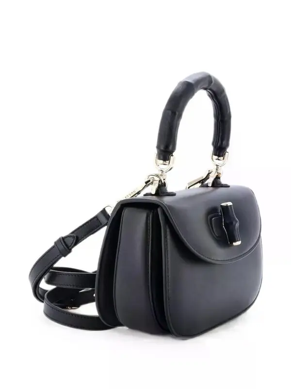 Gucci Bamboo 1947 Leather Top Handle Satchel - Black