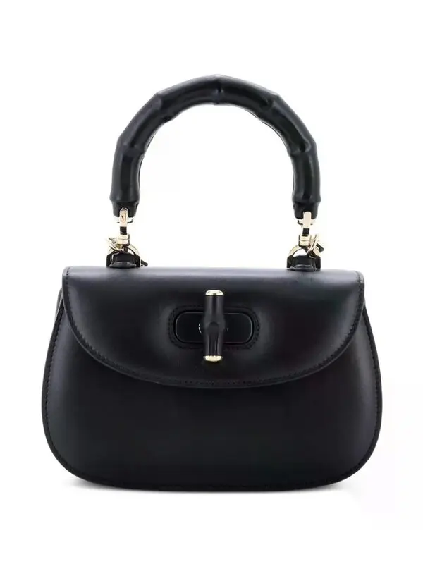 Gucci Bamboo 1947 Leather Top Handle Satchel - Black