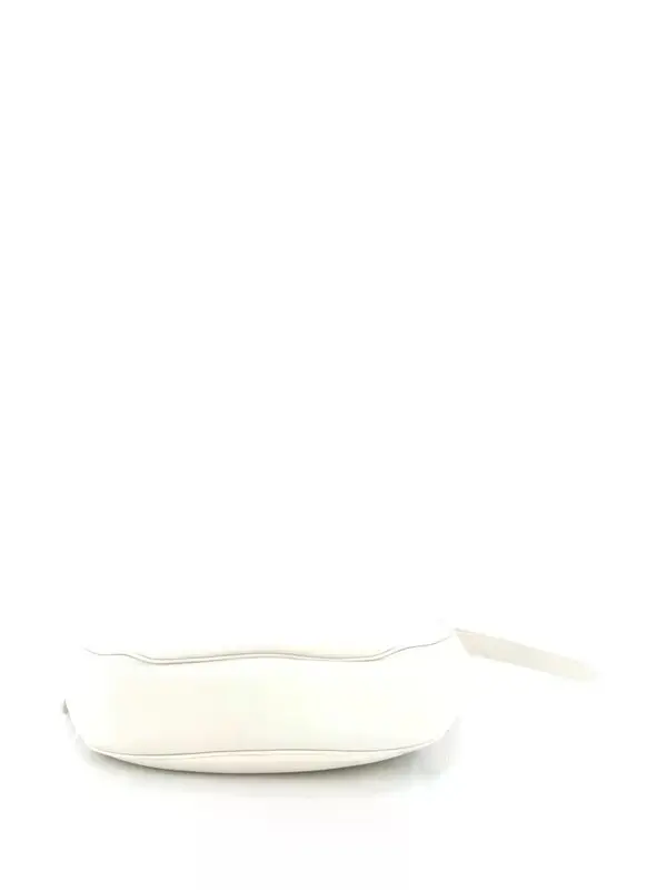 Celine Heloise Triomphe Embossed Leather Medium Shoulder Bag - White