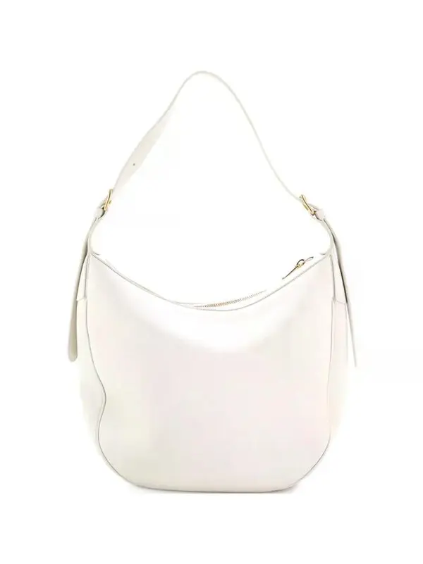 Celine Heloise Triomphe Embossed Leather Medium Shoulder Bag - White