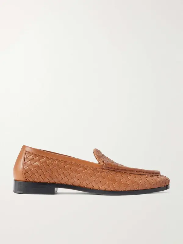 Bottega Veneta Silenzio Intrecciato Leather Loafers - Brown