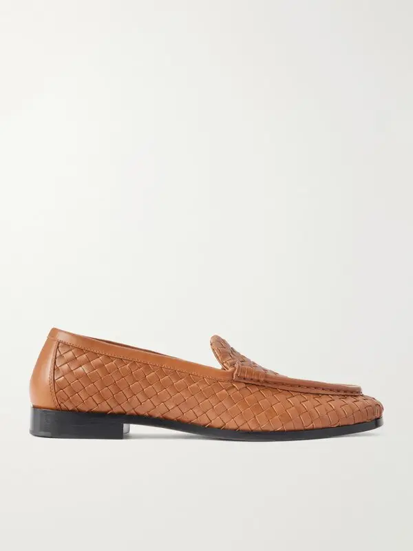 Bottega Veneta Silenzio Intrecciato Leather Loafers