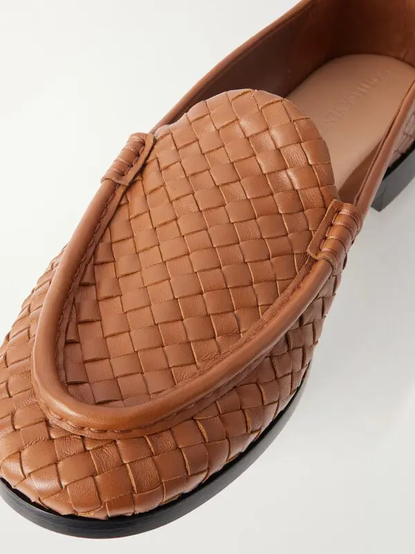 Bottega Veneta Silenzio Intrecciato Leather Loafers