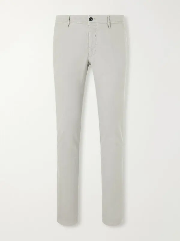 SLOWEAR Slim-fit Stretch-cotton Trousers - Gray