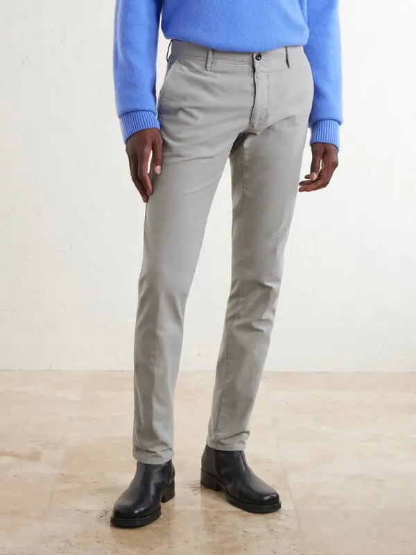 SLOWEAR Slim-fit Stretch-cotton Trousers - Gray