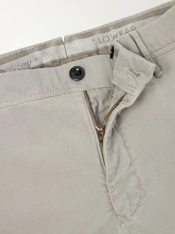 SLOWEAR Slim-fit Stretch-cotton Trousers - Gray