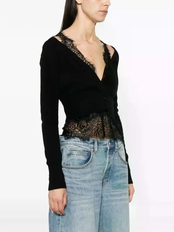 Ermanno Scervino Lace Trim Cardigan - Black