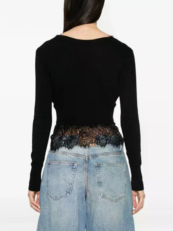 Ermanno Scervino Lace Trim Cardigan - Black