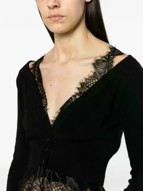 Ermanno Scervino Lace Trim Cardigan - Black