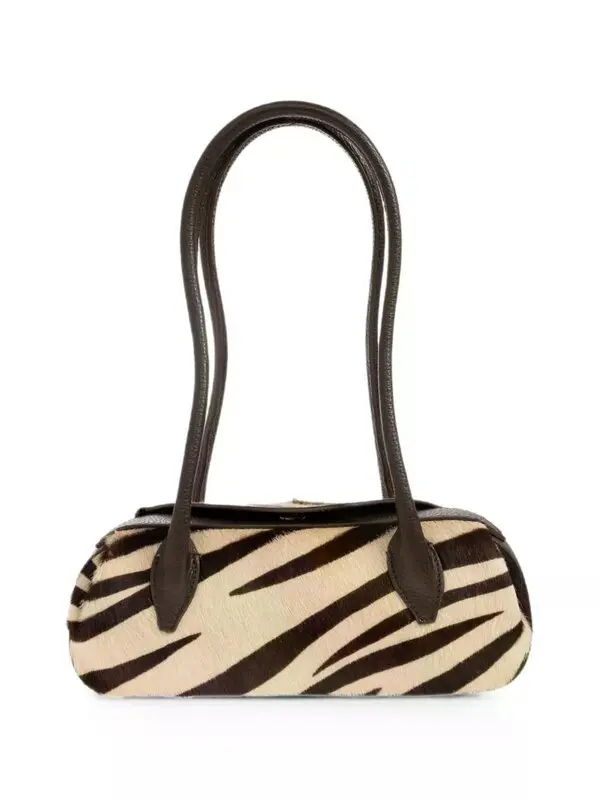 Yuzefi Oyster Zebra-print Shoulder Bag - Neutrals