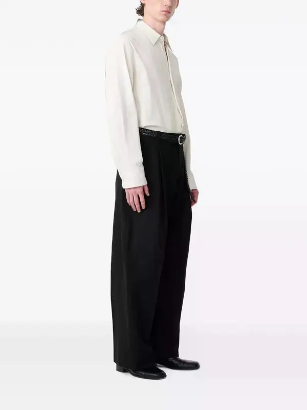Studio Nicholson View Seersucker Striped Shirt