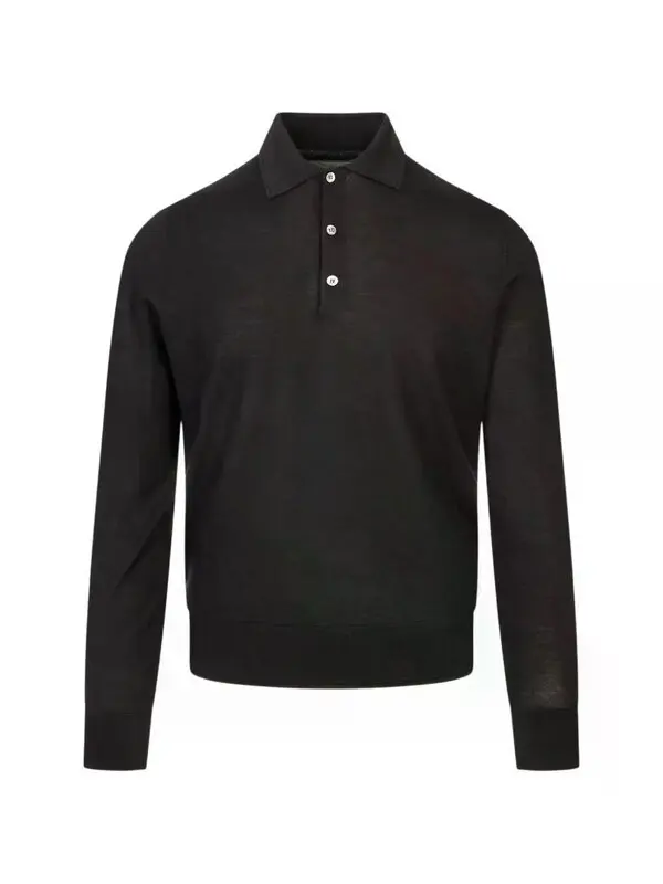Canali Long-sleeve Polo Shirt - Black