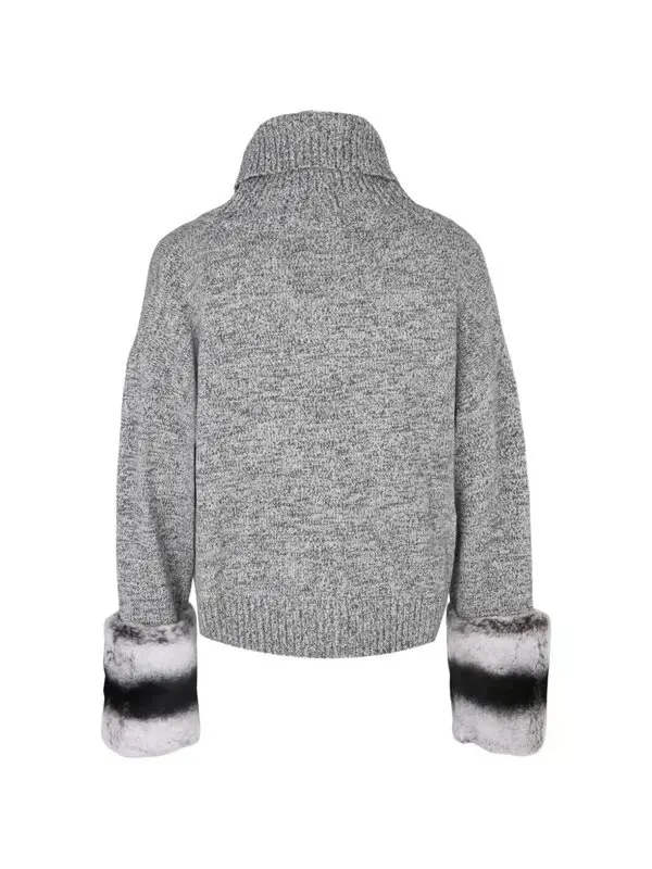 IZAAK AZANEI Faux-fur Cuff Button-down Cardigan