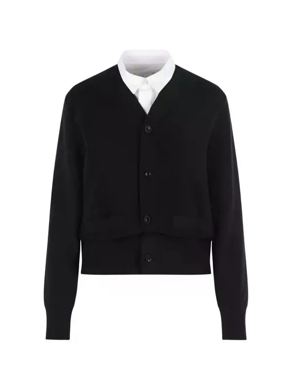 Sacai Layered V-neck Cardigan - Black