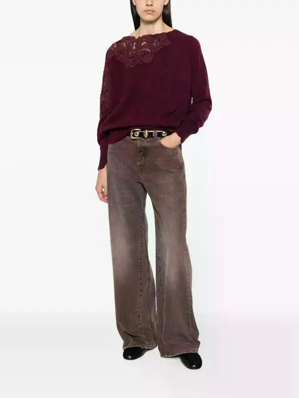 Ermanno Scervino Lace-embellished Boat-neck Knit