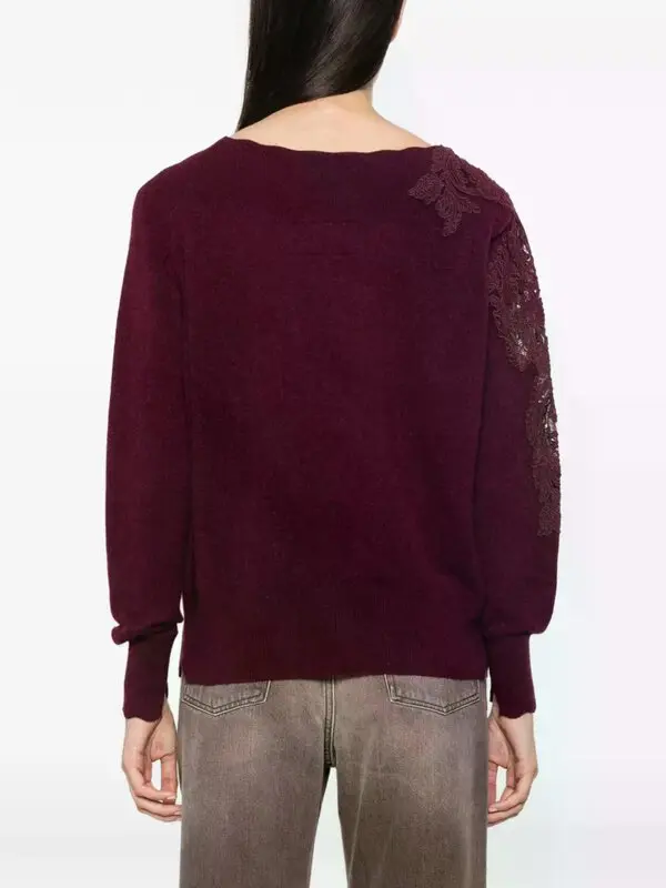 Ermanno Scervino Lace-embellished Boat-neck Knit