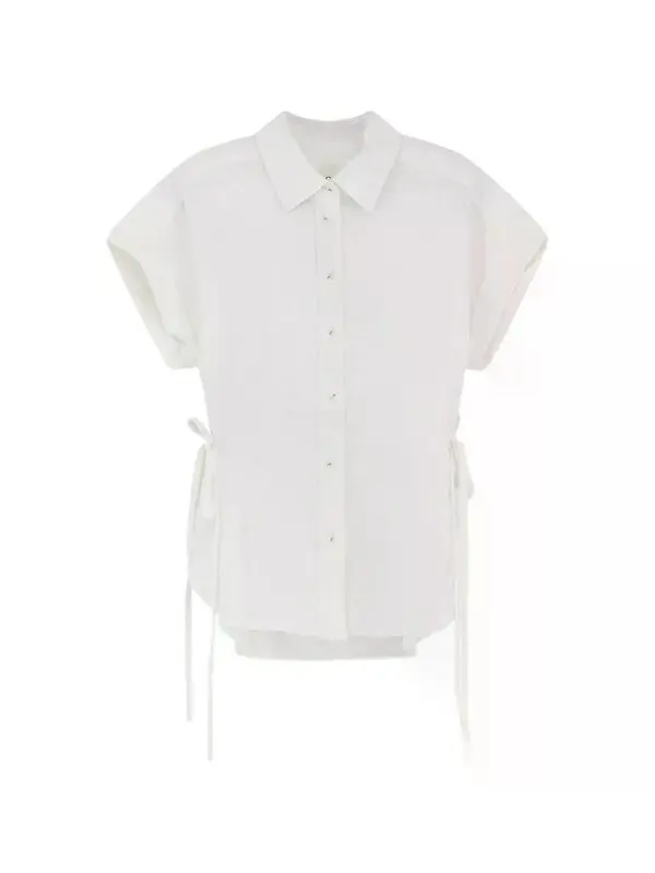 Closed Tie-detail Linen Shirt - White
