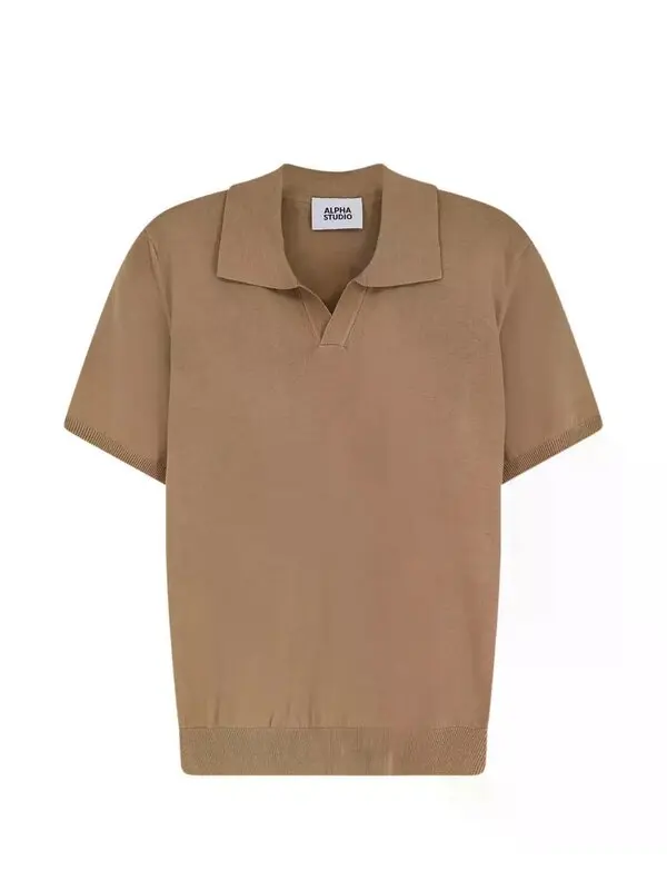 Alpha Studio Short-sleeve Polo-collar T-shirt - Neutrals