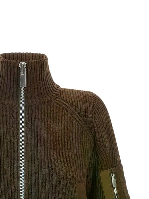 Sacai Ribbed-knit High-neck Jacket
