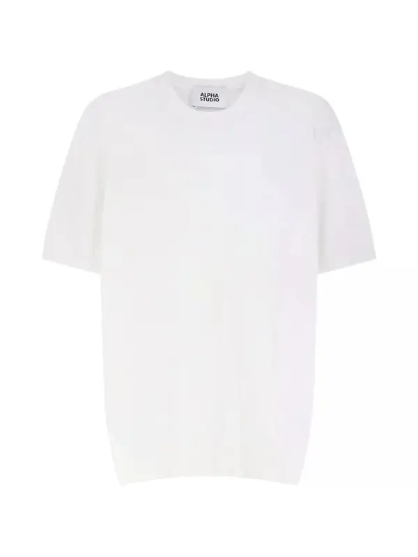 Alpha Studio Short-sleeve Ribbed-trim Sweater - White