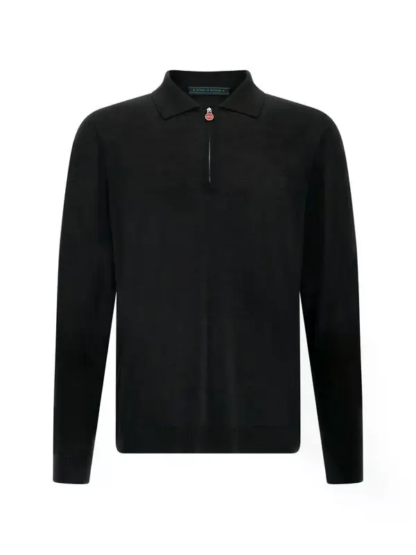 Kiton Half-zip 14 Micron Polo Shirt - Black