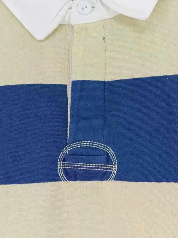 POMPEII Striped Long-sleeve Polo Shirt - Blue