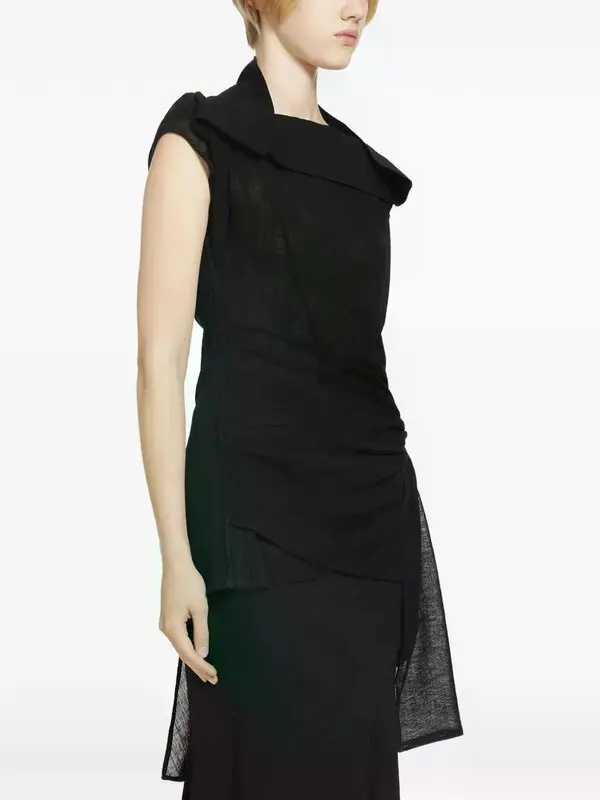 YEHUAFAN Draped Sleeveless Top - Black