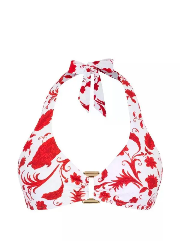 Heidi Klein Evia Floral-print Halterneck Bikini Top - White
