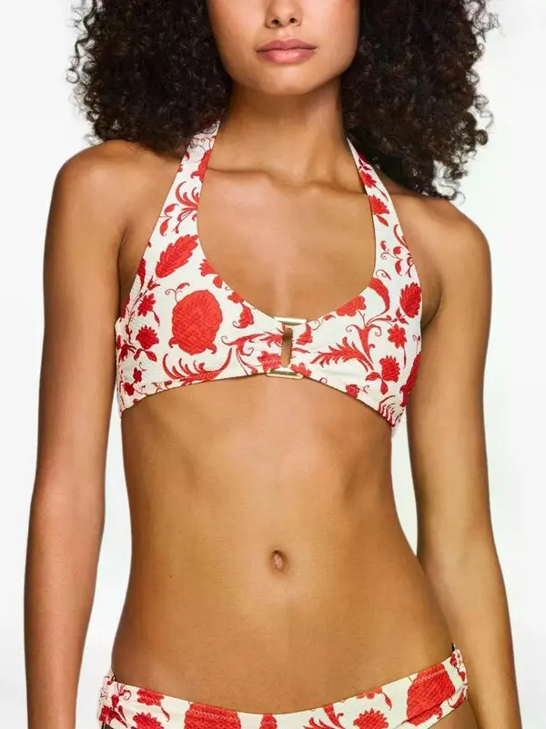 Heidi Klein Evia Floral-print Seersucker Halterneck Bikini Top